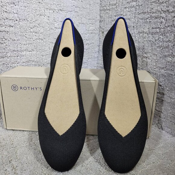 Rothy's | Shoes | Rothys The Flat Black Solid Round Toe Slip On Flat ...